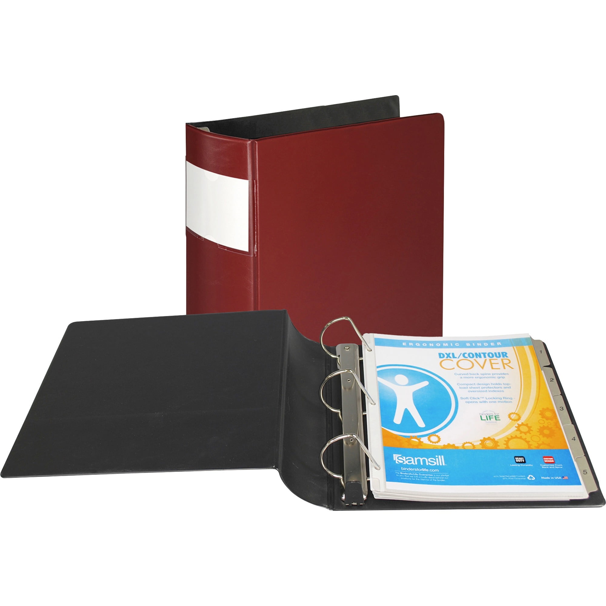 Samsill, SAM17684, DXL/Contour Cover D-Ring Binders, 1 Each, Burgundy ...