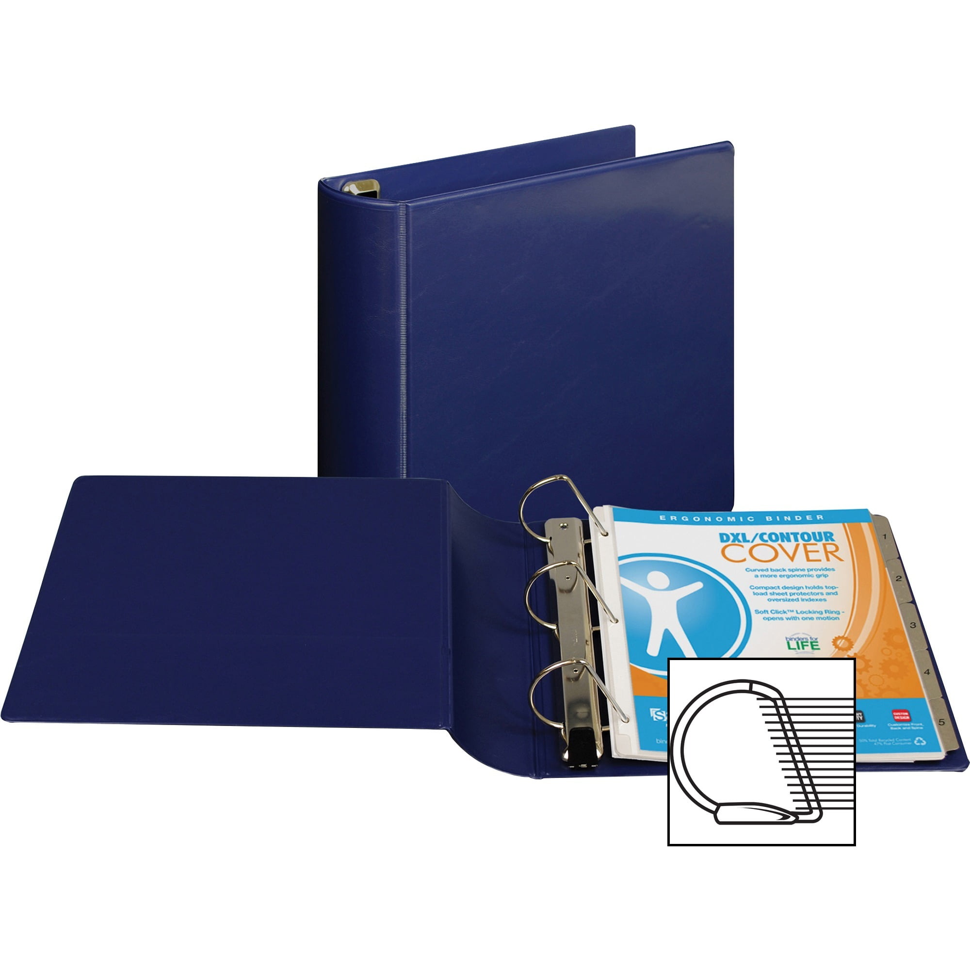 Samsill, SAM17782, DXL Locking D-Ring Binders, 1 Each, Navy Blue ...