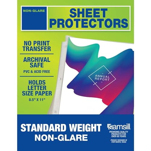 Samsill Sheet Protectors, 8.5 x 11 Inch Page Protectors for 3 Ring ...