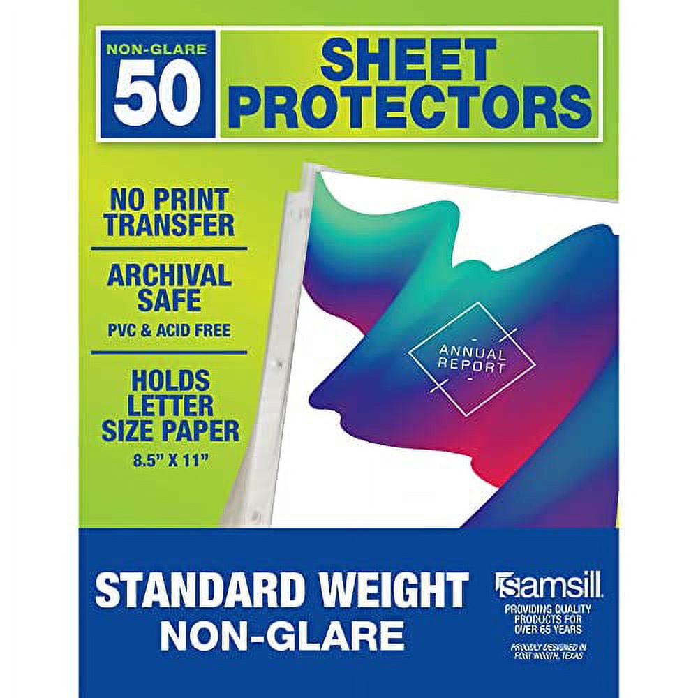 Samsill Sheet Protectors, 8.5x11 Inch Page Protectors, 3 Ring Binder ...