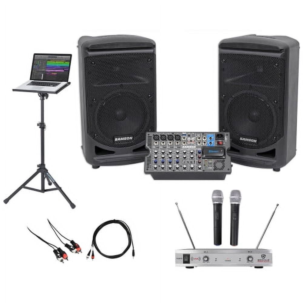 Samson 8" Portable YouTube Karaoke Machine/System+(2) Mics+Mixer+Laptop ...