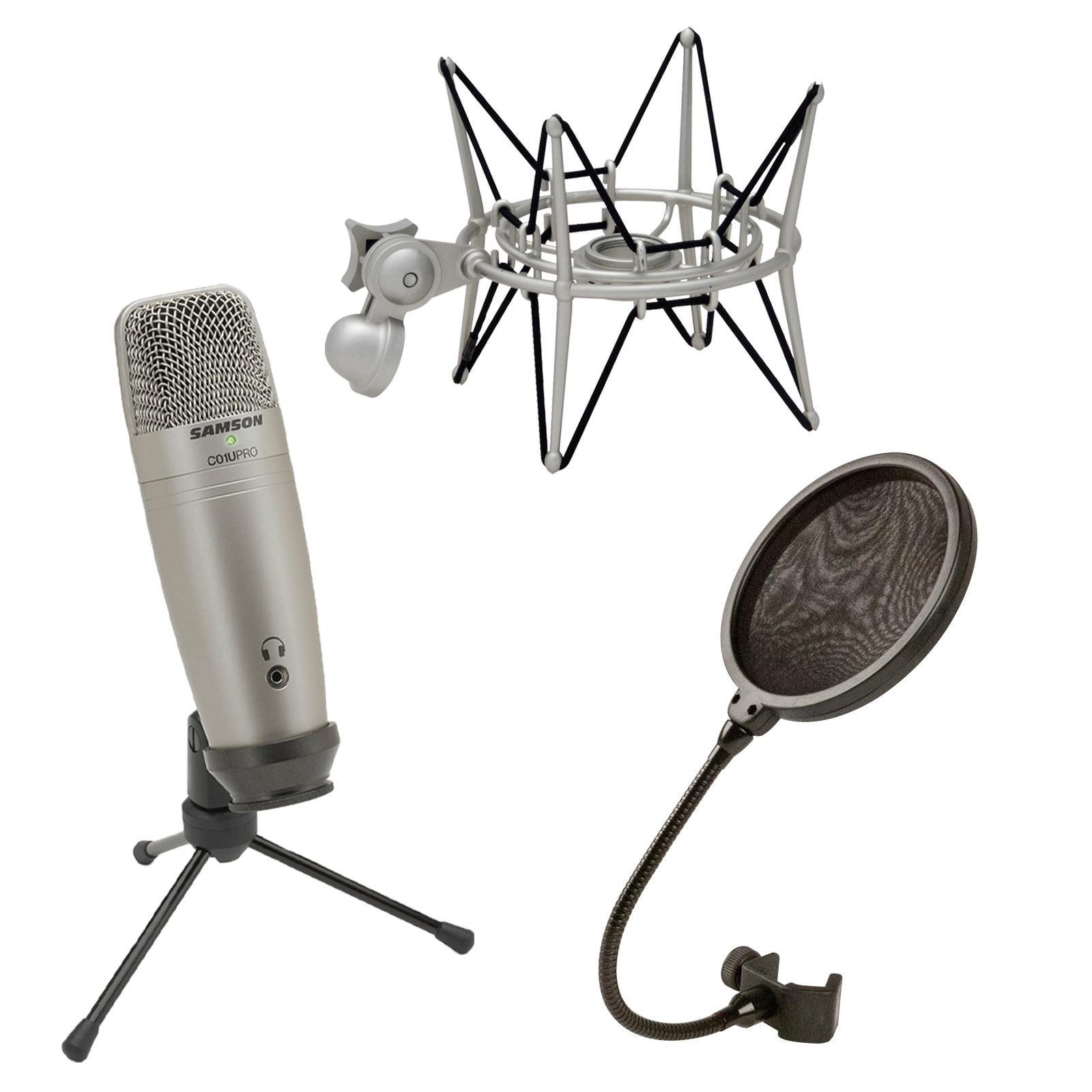 Samson C01U Pro USB Studio Condenser Microphone with Shockmount & Pop ...