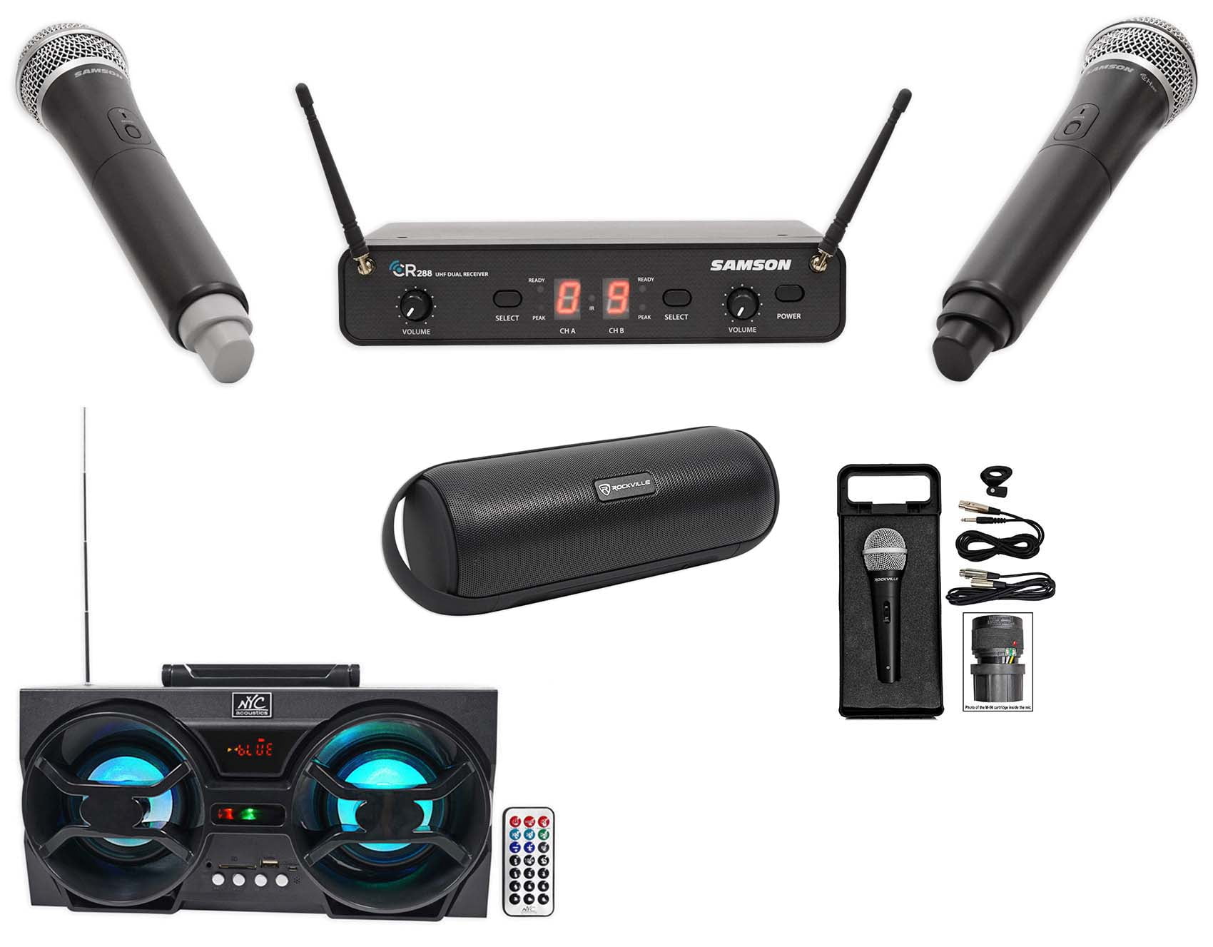 Samson Concert 288 Handheld Wireless Microphone System w/2 Mics+Free ...