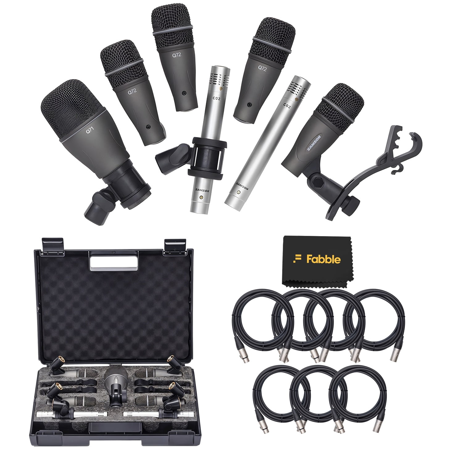 Samson DK707 7-Piece Drum Microphone Kit Bundle with 7 Premium 10-Foot ...