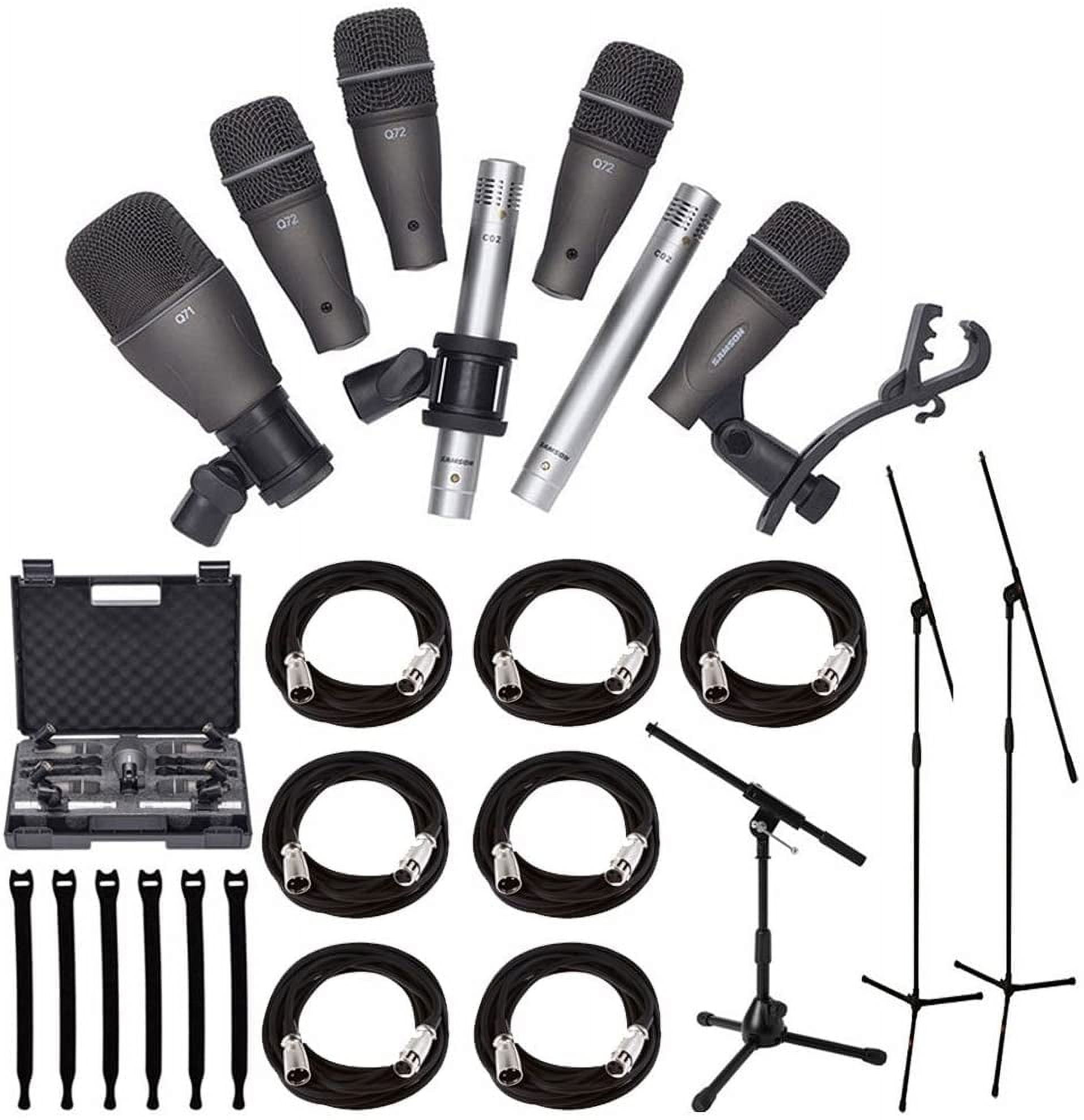 Samson DK707 7-Piece Drum Microphone Kit +Mr Dj Tripod Base Mic Boom ...