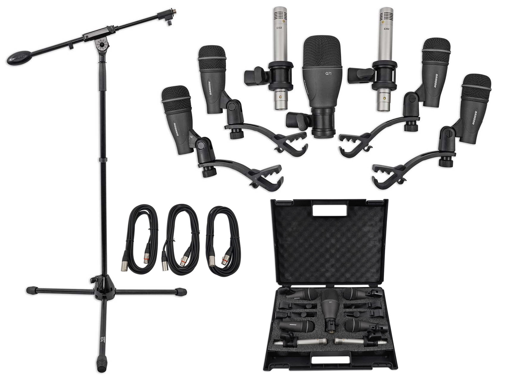 Samson DK707 Drum Microphone Kit-(1) Kick+(4) Snare+(2) Pencil Mics ...