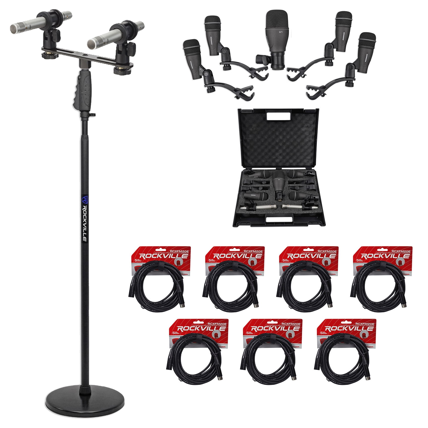 Samson DK707 Drum Microphone Kit-1) Kick+4) Snare/Tom+2) Pencil Mics ...