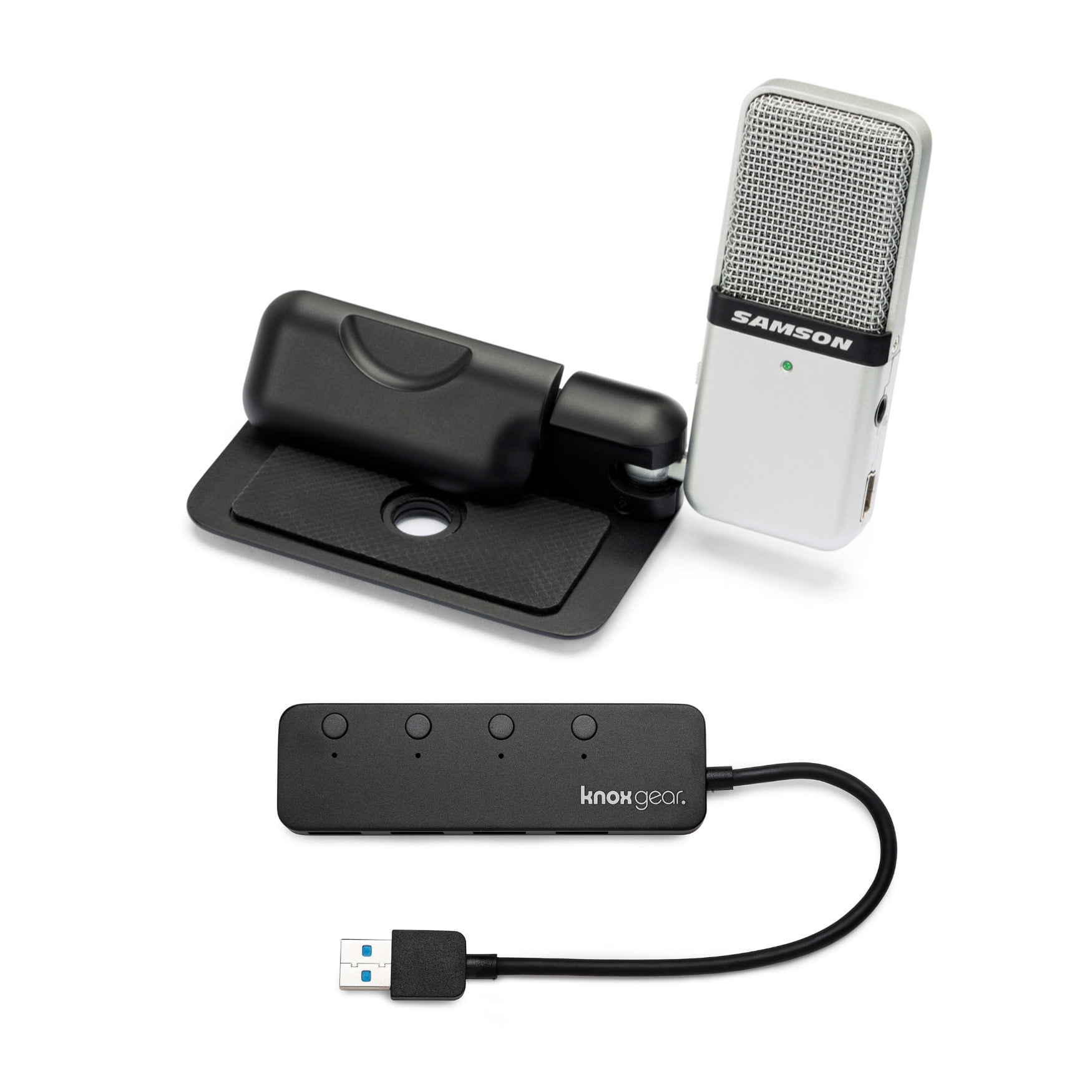Samson Go Mic Clip-On USB Microphone (White) with Knox Gear USB 3.0 Hub ...