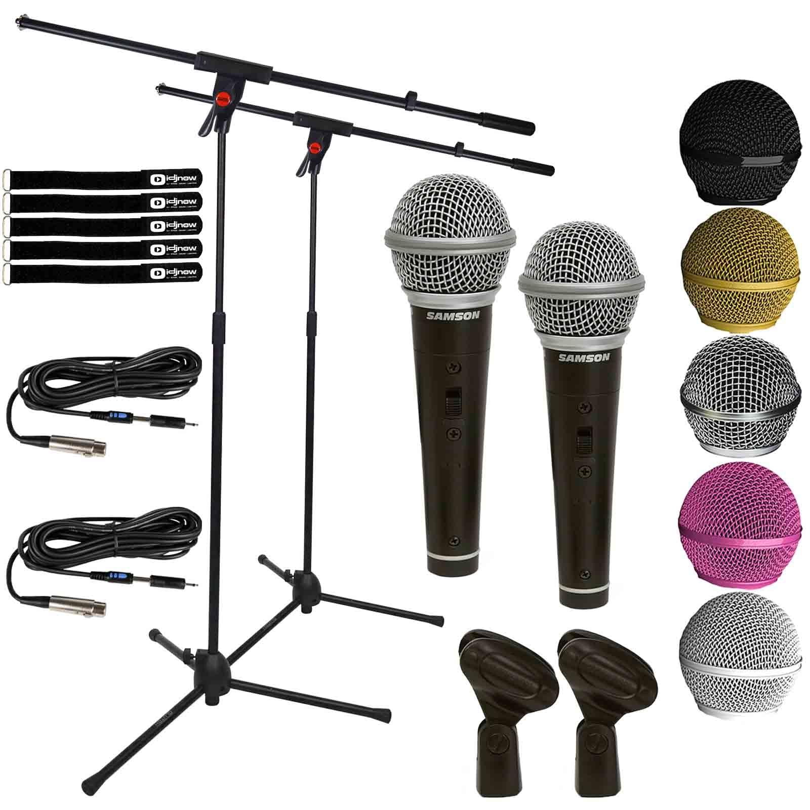 Samson R21S Dynamic Vocal Microphones with Microphone Boom Stands Duo ...