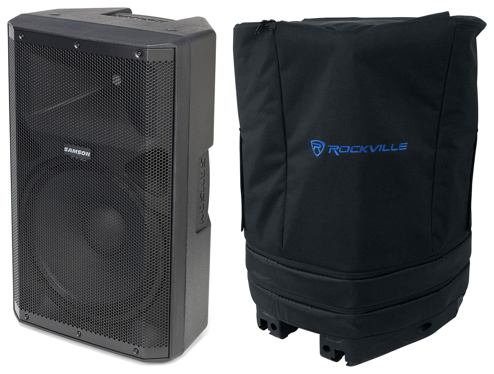Samson RS115A 15" 400w Powered DJ PA Speaker w/Bluetooth/USB + Padded ...