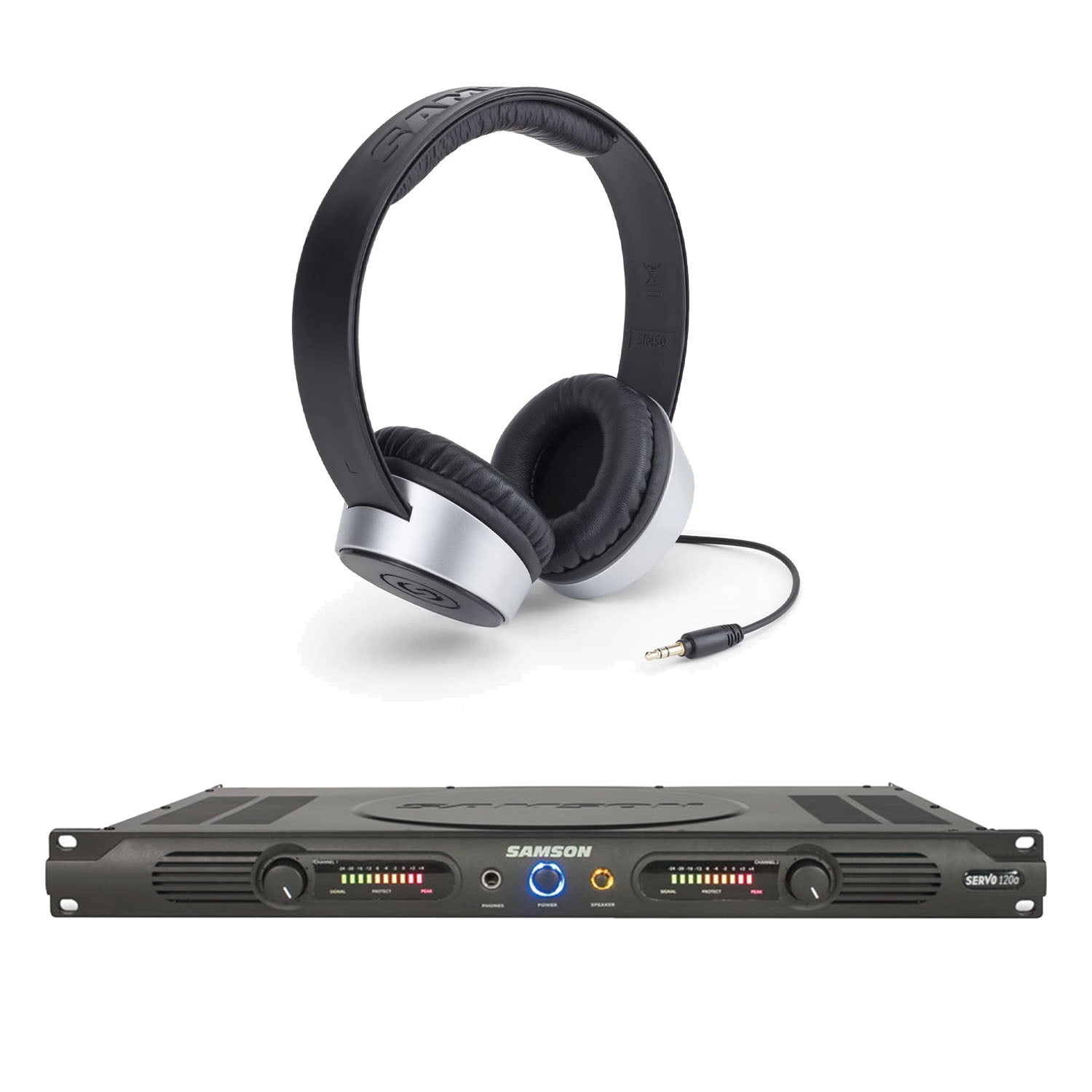 Samson Servo 120a 120-Watt Power Amplifier and SR450 Closed Back ...