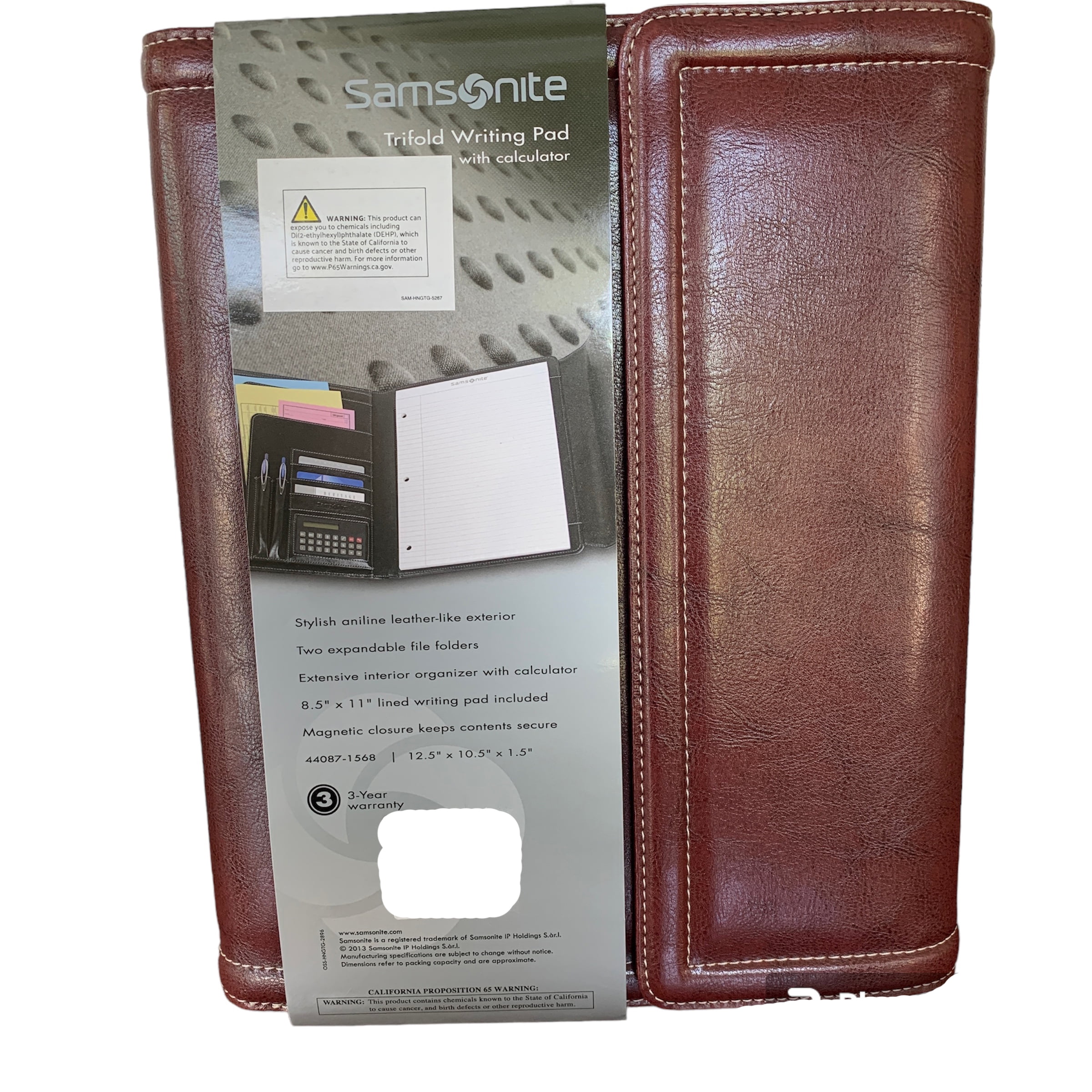 Samsonite® Vinyl Tri-Fold Writing Pad With Calculator, 10 1/2" x 12 1/2 ...