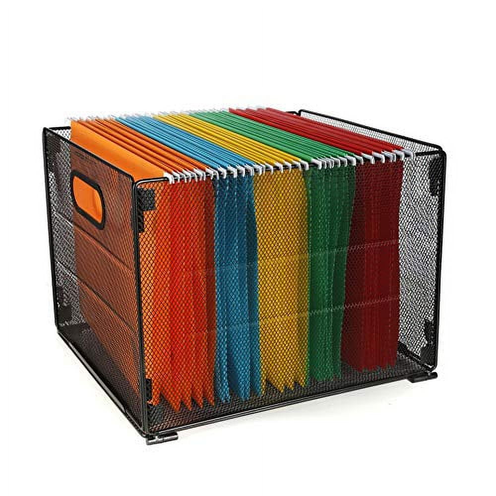 Samstar Hanging File Folder Box, Mesh Metal File Organizer Box Hanging ...