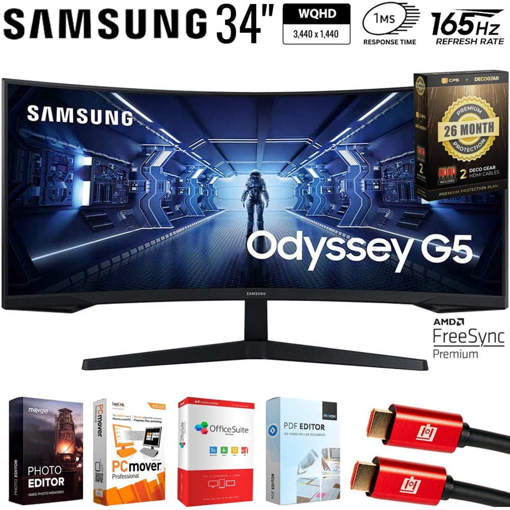 Samsung 34" Odyssey G55T WQHD 165Hz 1ms(MPRT) HDR Curved Gaming Monitor ...