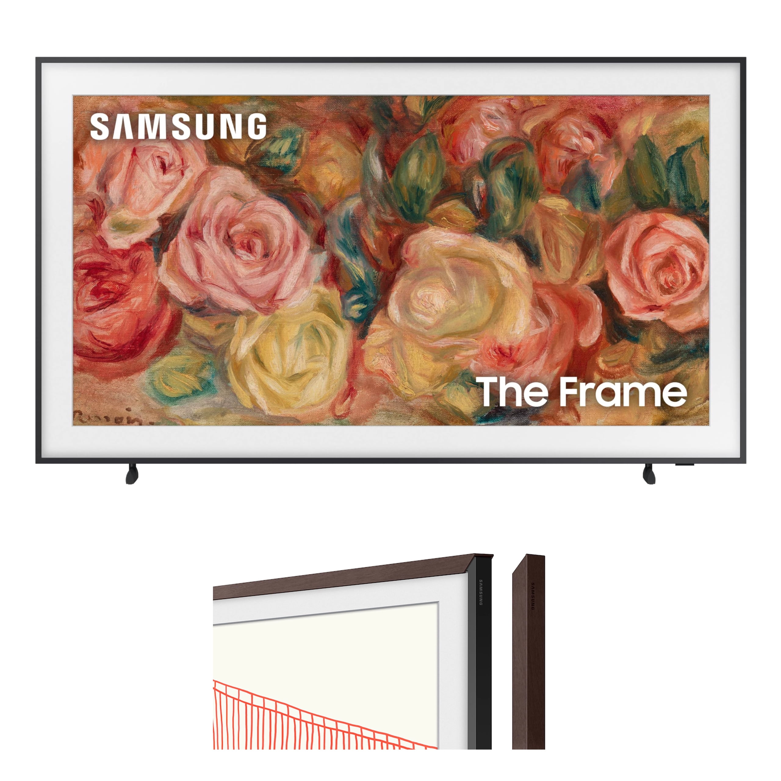 Samsung 43-in LS03D The Frame Smart TV Bundle with Modern Brown Bezel ...