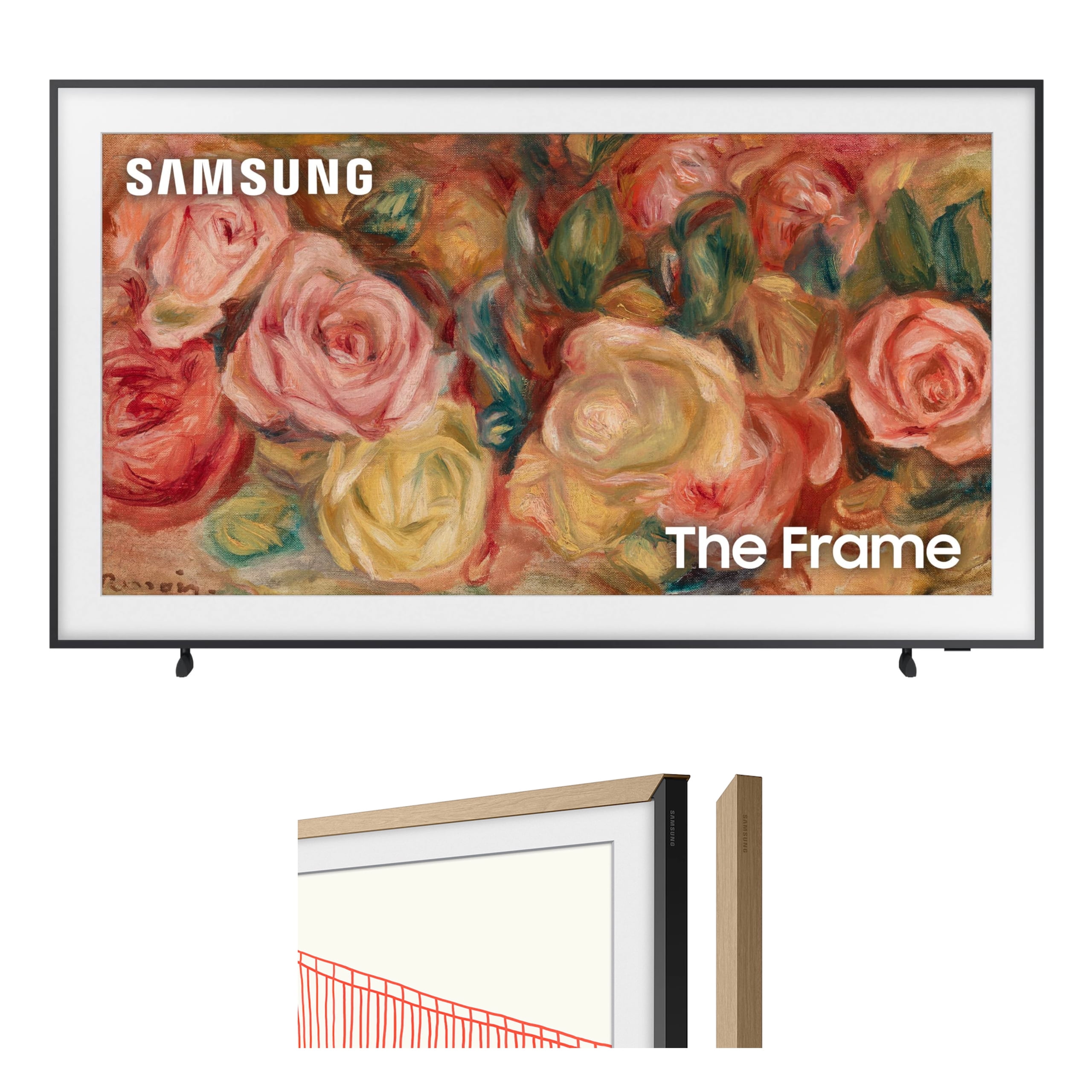 Samsung 55-in LS03D The Frame Smart TV Bundle with Modern Teak Bezel ...