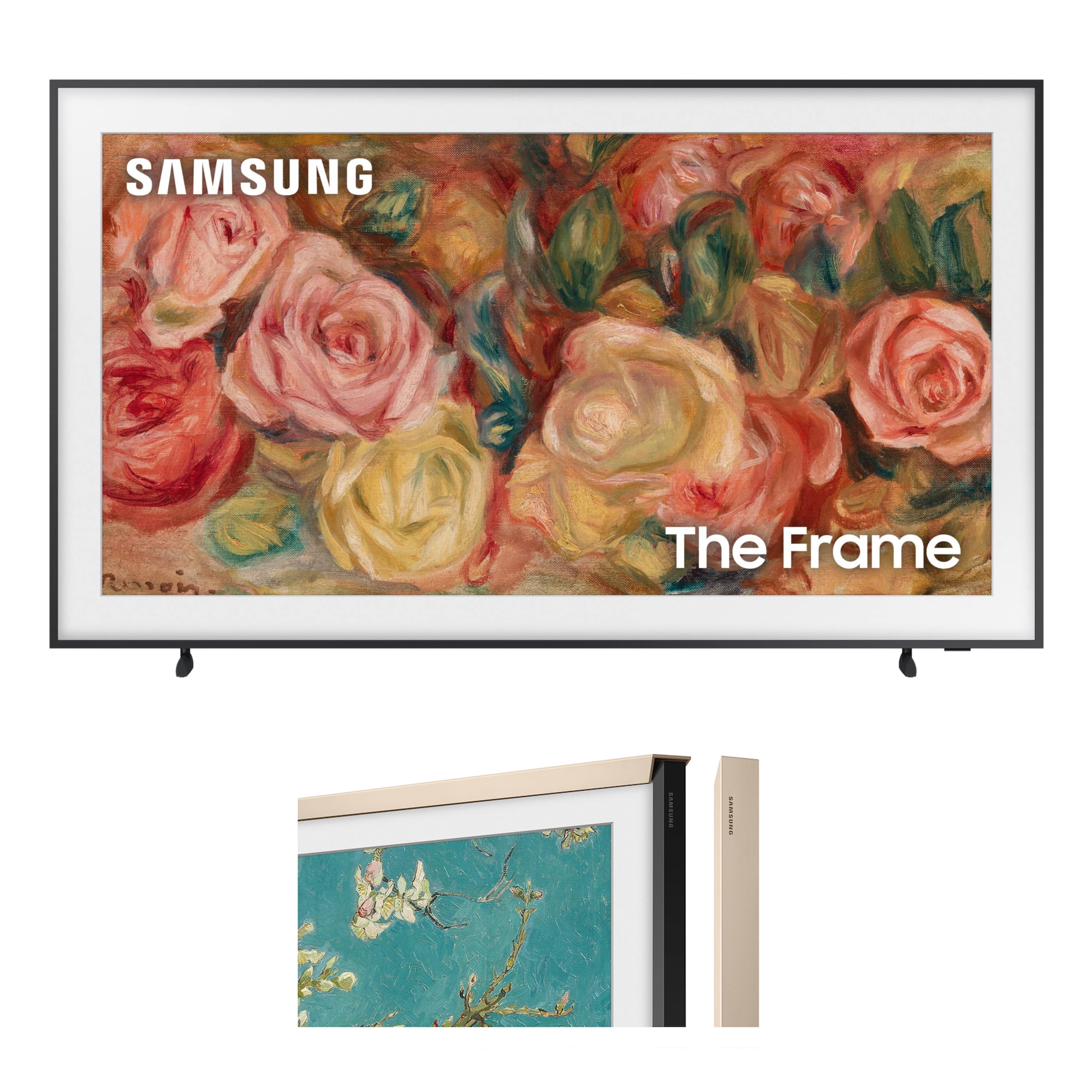 Samsung 55-in LS03D The Frame Smart TV Bundle with Sand Gold Metal ...