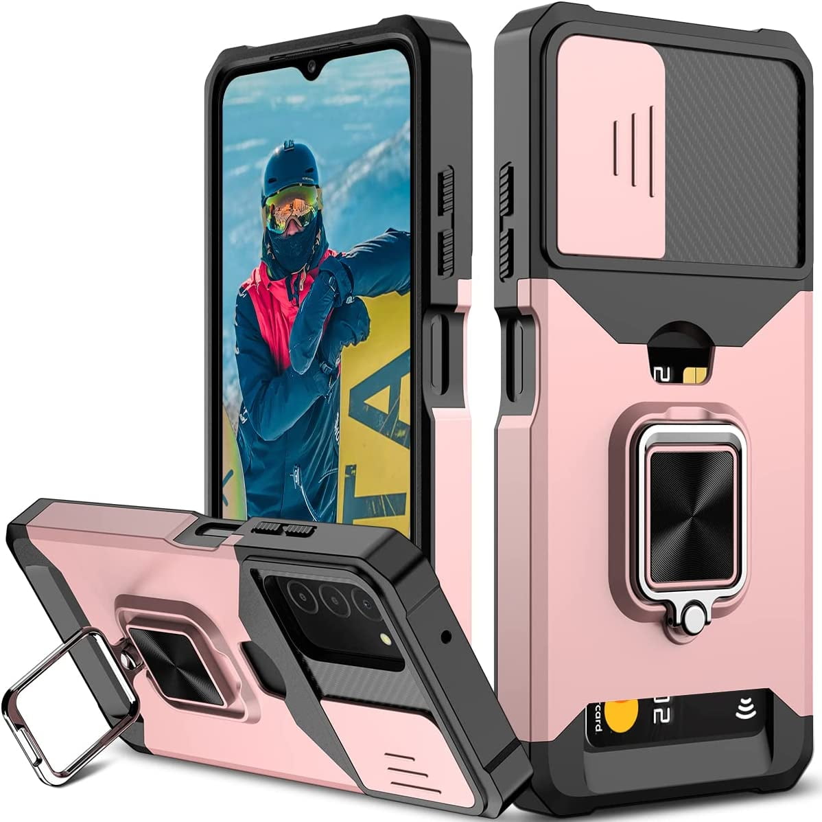 for Samsung A03S Case with Sliding Camera Cover Heavy Duty Protective ...