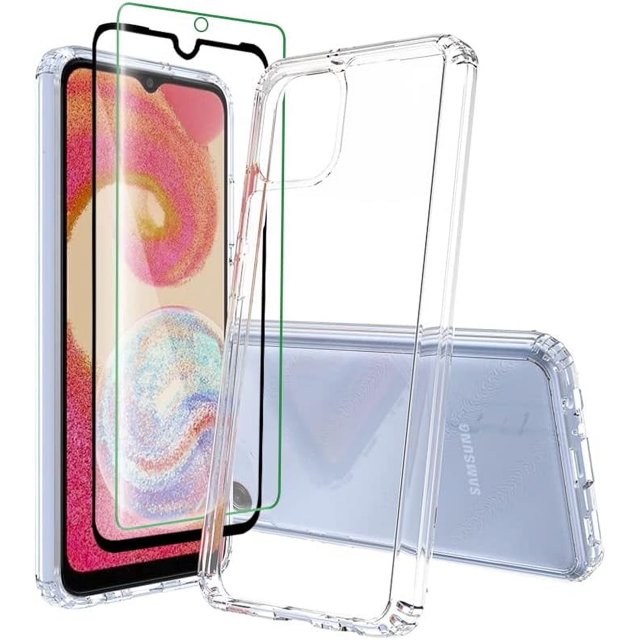 Samsung A04E Case Galaxy A03(164mm) with 2* Screen Protector Premium Clear Back Panel + TPU ...
