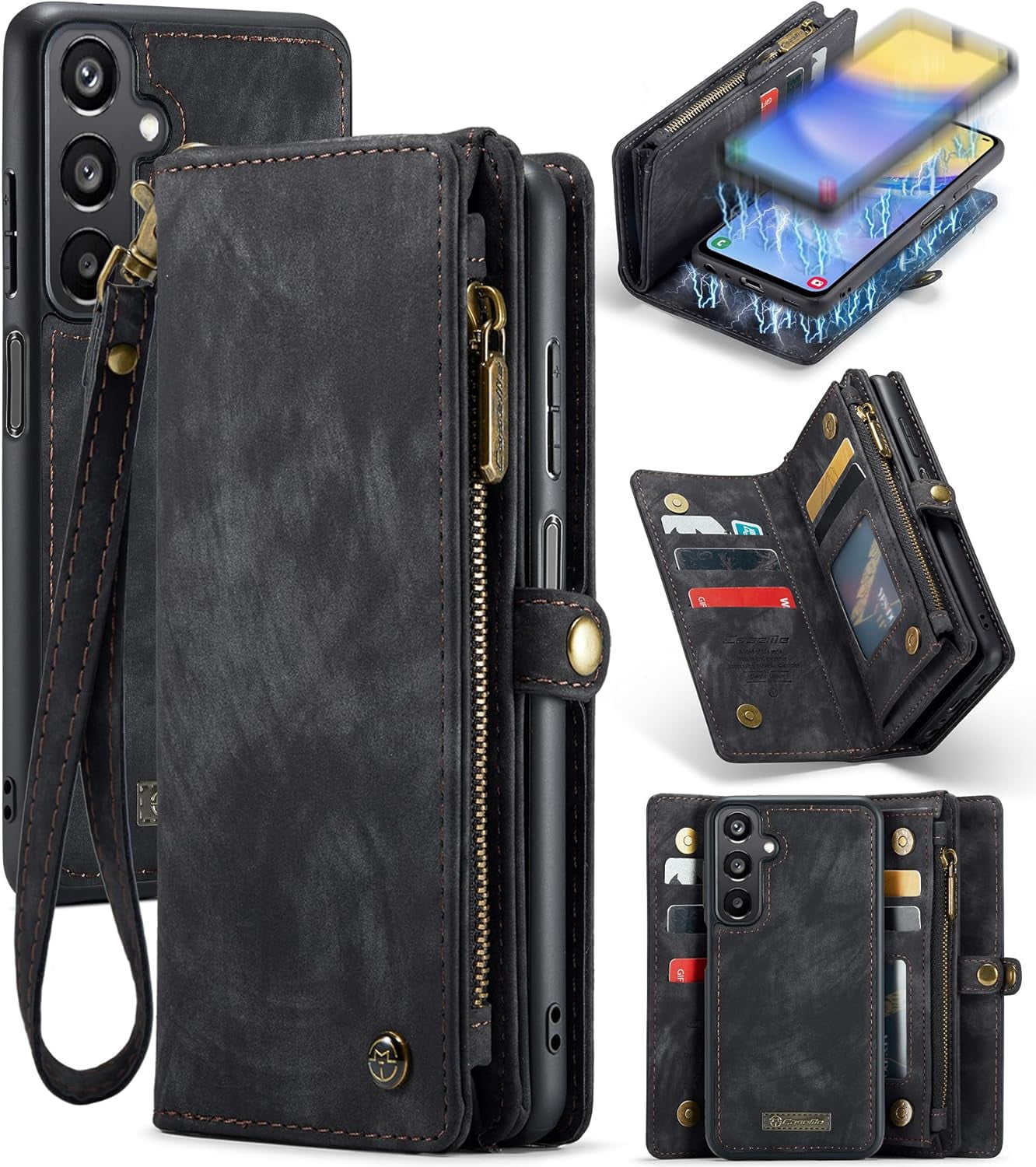 For Samsung A15 Case, Shockproof Card Holder Flip Magnetic 2-in-1 ...