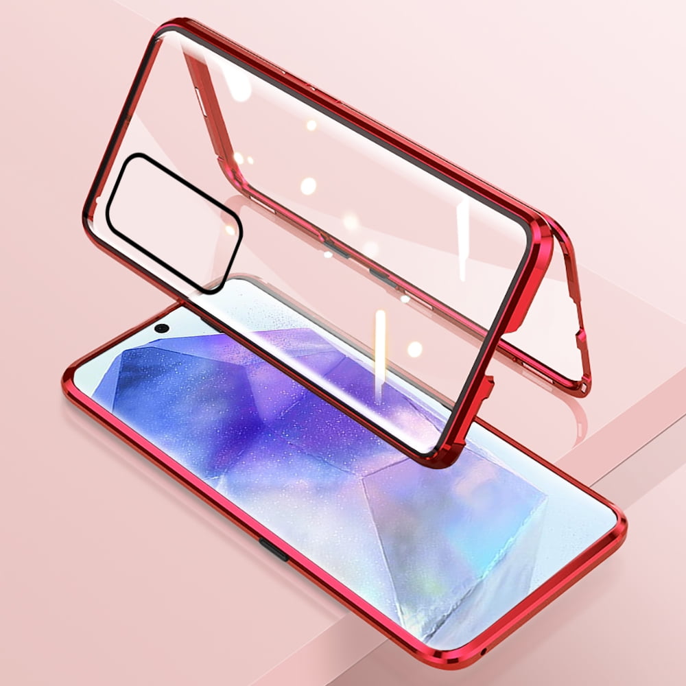 for Samsung A55 Case 360° Magnetic Flip Double-side Protective Glass ...