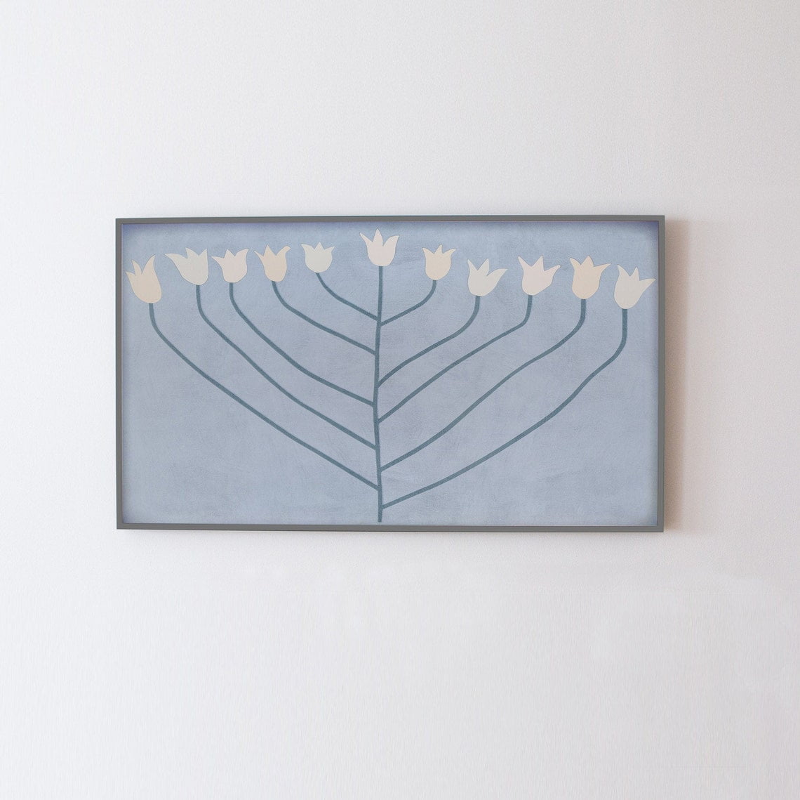 Samsung Frame Tv Art - Modern, Abstract Flower In Pale Blue Sky Blue ...