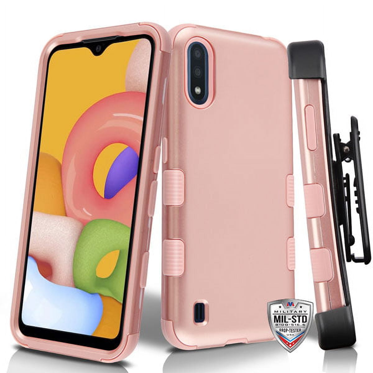 Samsung Galaxy A01 Phone Case Hybrid Armor HOLSTER Combo [Three Layers ...