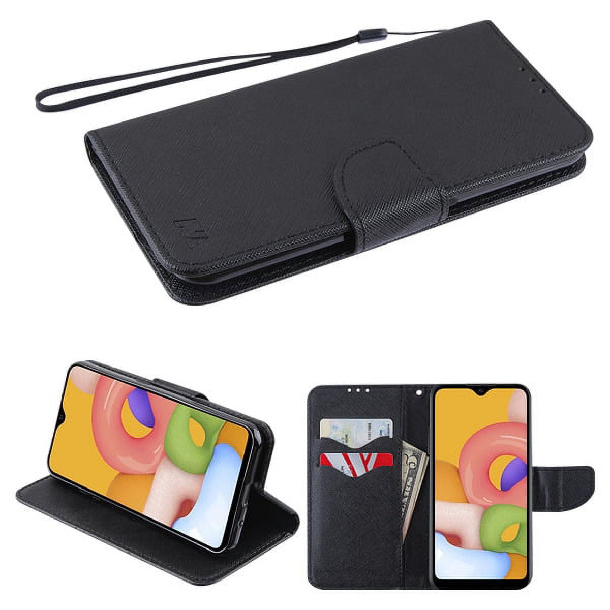 Samsung Galaxy A01 Wallet Case Phone Cover Book [Credit Card Slot] Magnetic Closure Leather Flip ...