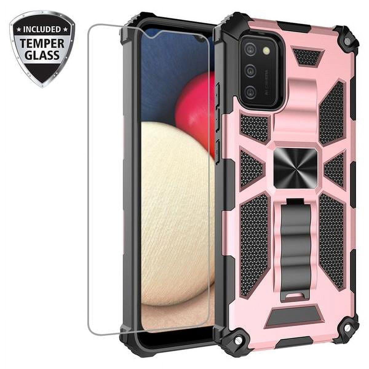 Samsung Galaxy A02S Case w/Tempered Glass [Military Grade] Ring Car ...