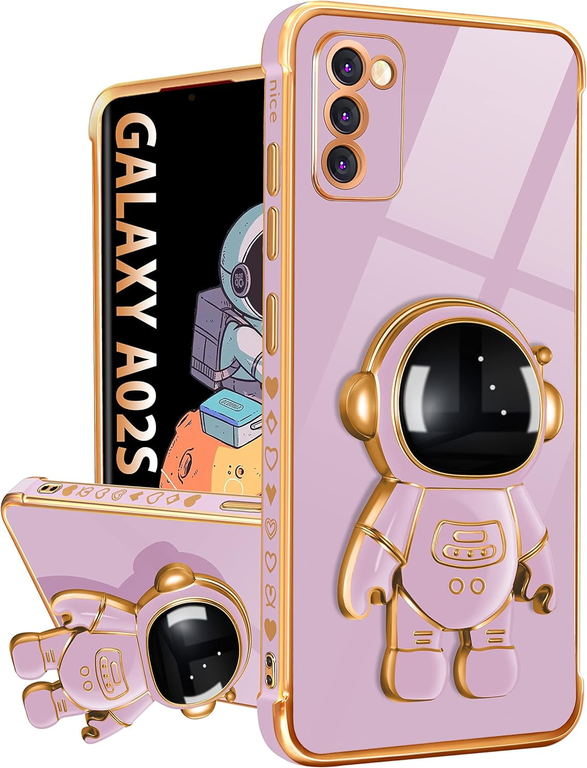 for Samsung Galaxy A02s Case with Astronaut Stand, Women Girls Galaxy ...