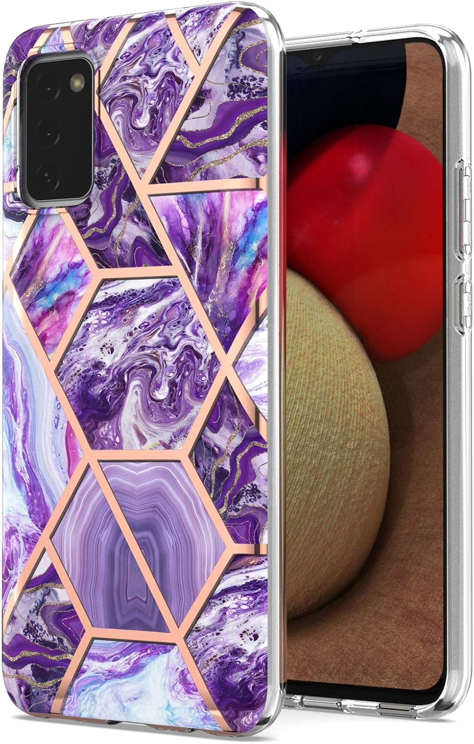 for Samsung Galaxy A03S Case, Soft TPU + IMD Mosaic Marble Pattern Slim ...
