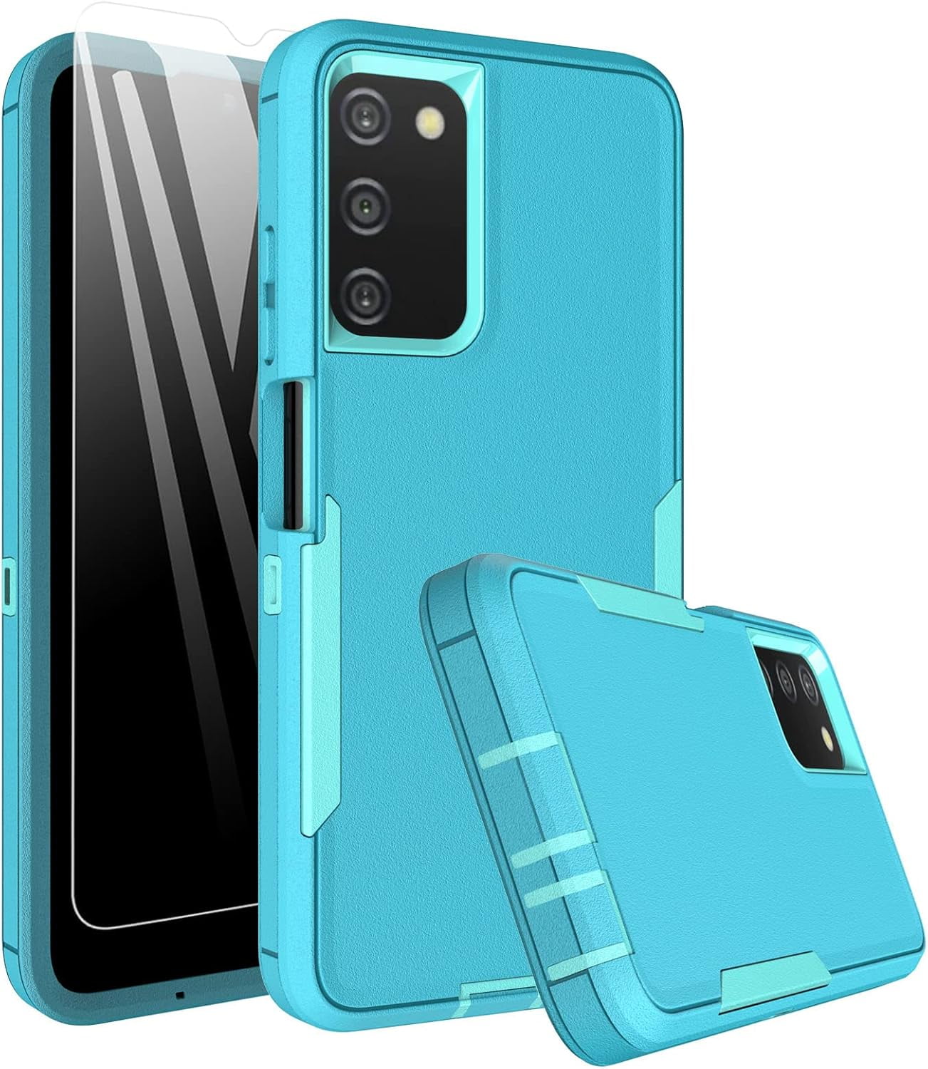 for Samsung Galaxy A03S Case, with Tempered Glass Screen Protector ...