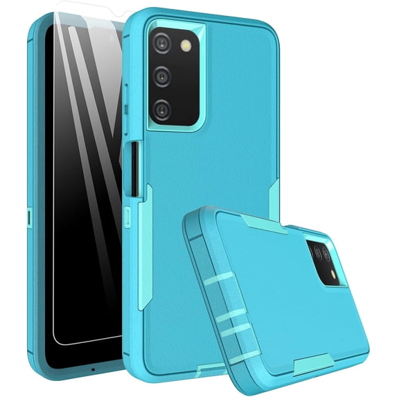 for Samsung Galaxy A03S Case, with Tempered Glass Screen Protector ...