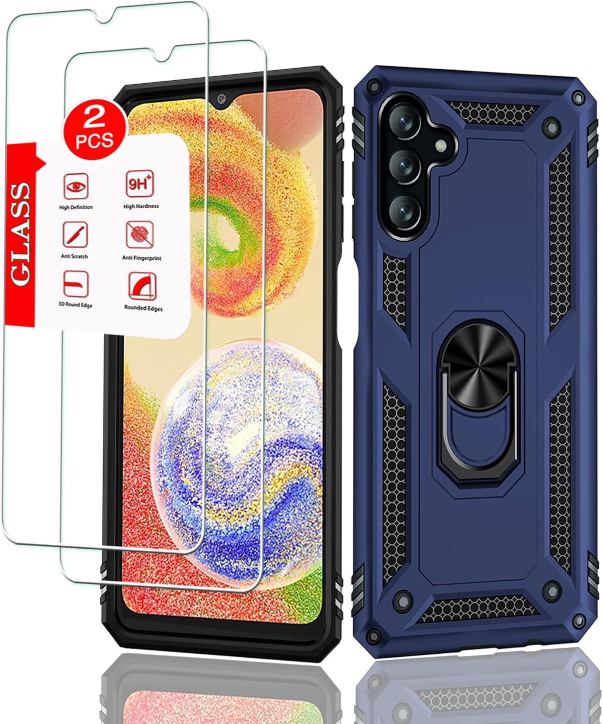 for Samsung Galaxy A04 Case with [2 Pack] Tempered Glass Screen ...