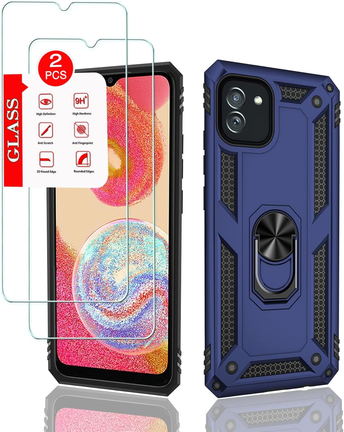 for Samsung Galaxy A04E Case with [2 Pack] Tempered Glass Screen ...