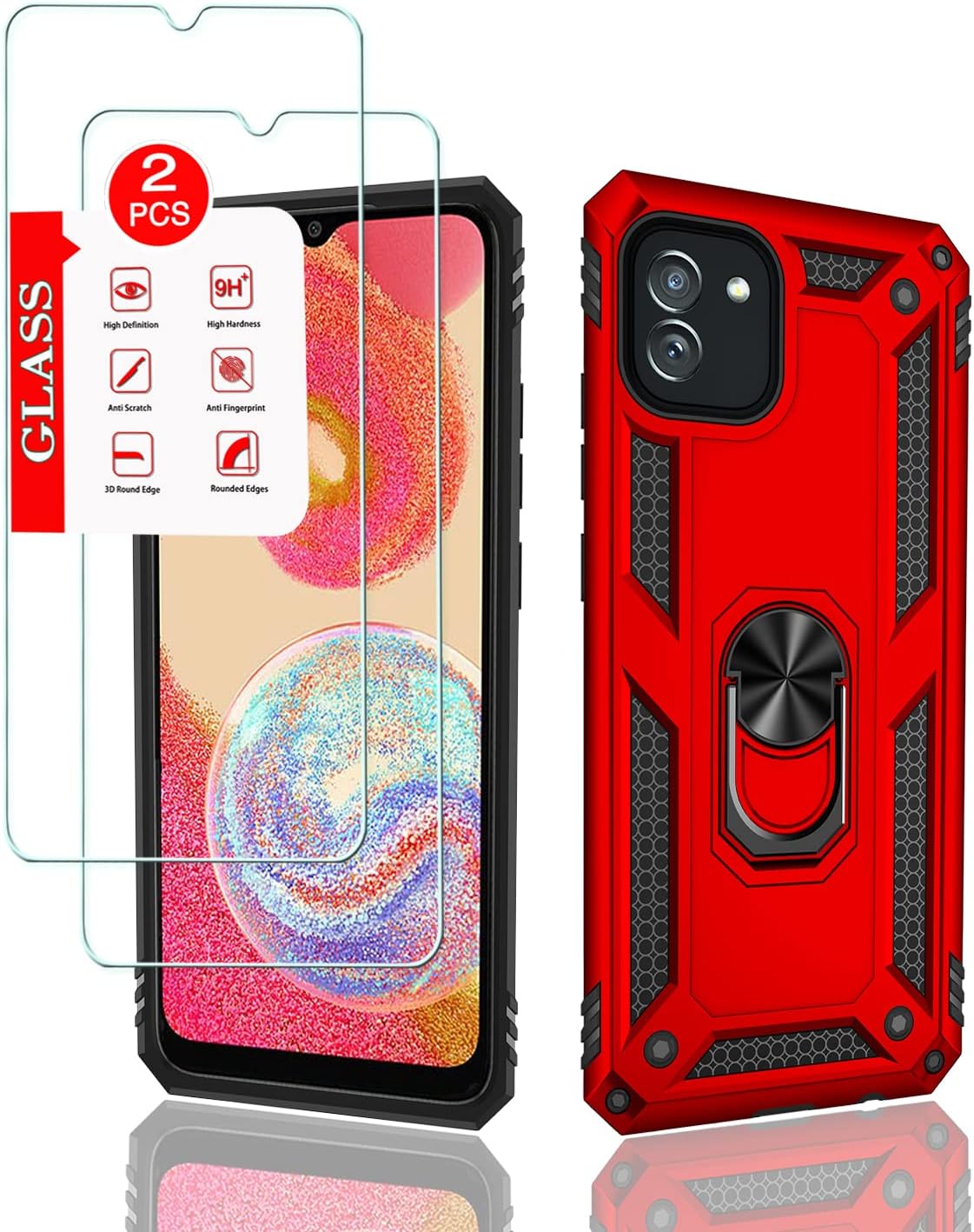 for Samsung Galaxy A04E Case with [2 Pack] Tempered Glass Screen ...