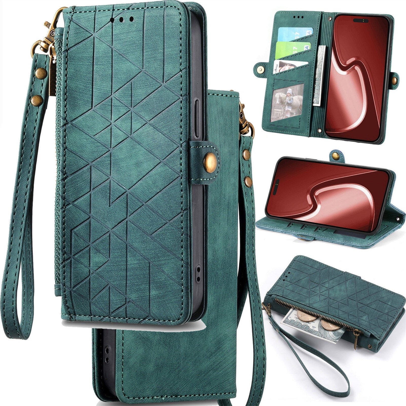 for Samsung Galaxy A04e Phone Case Leather Wallet Zipper Pocket Pouch ...