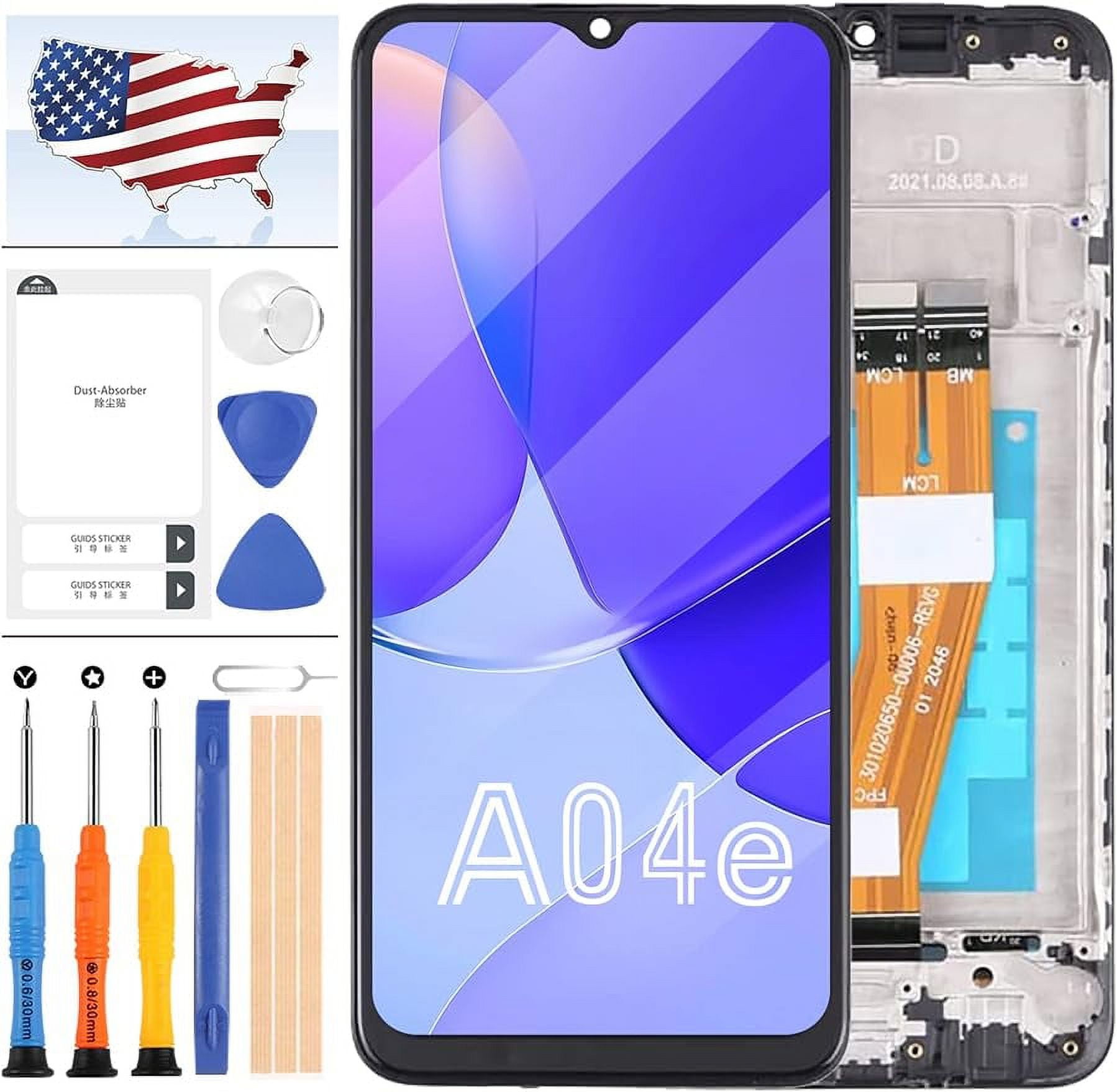 for Samsung Galaxy A04e Screen Replacement with Frame for Samsung A04E ...