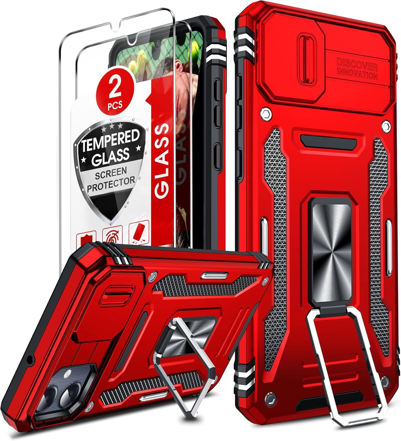 Samsung Galaxy A05 Rugged Case with 2 Tempered Glass Screen Protectors ...