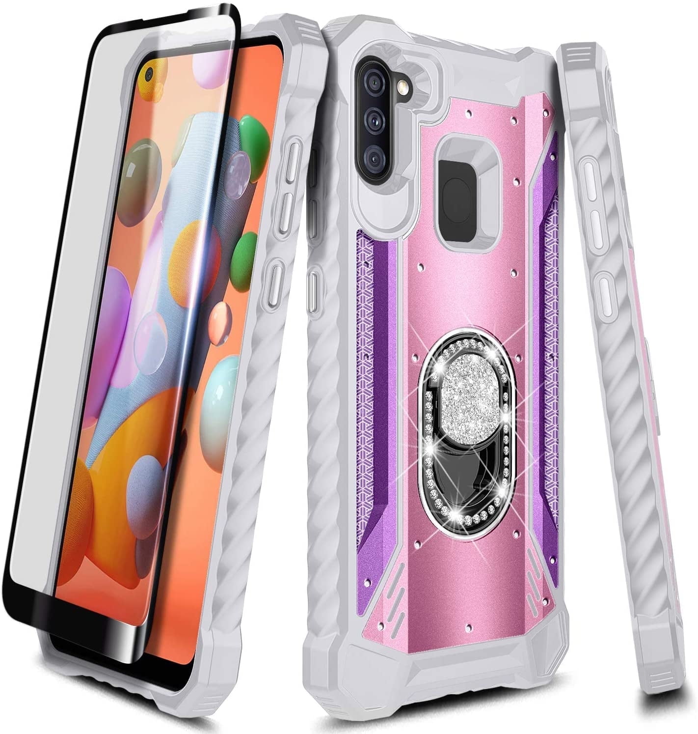 For Samsung Galaxy A11 Case, with Tempered Glass Screen Protector (Full ...