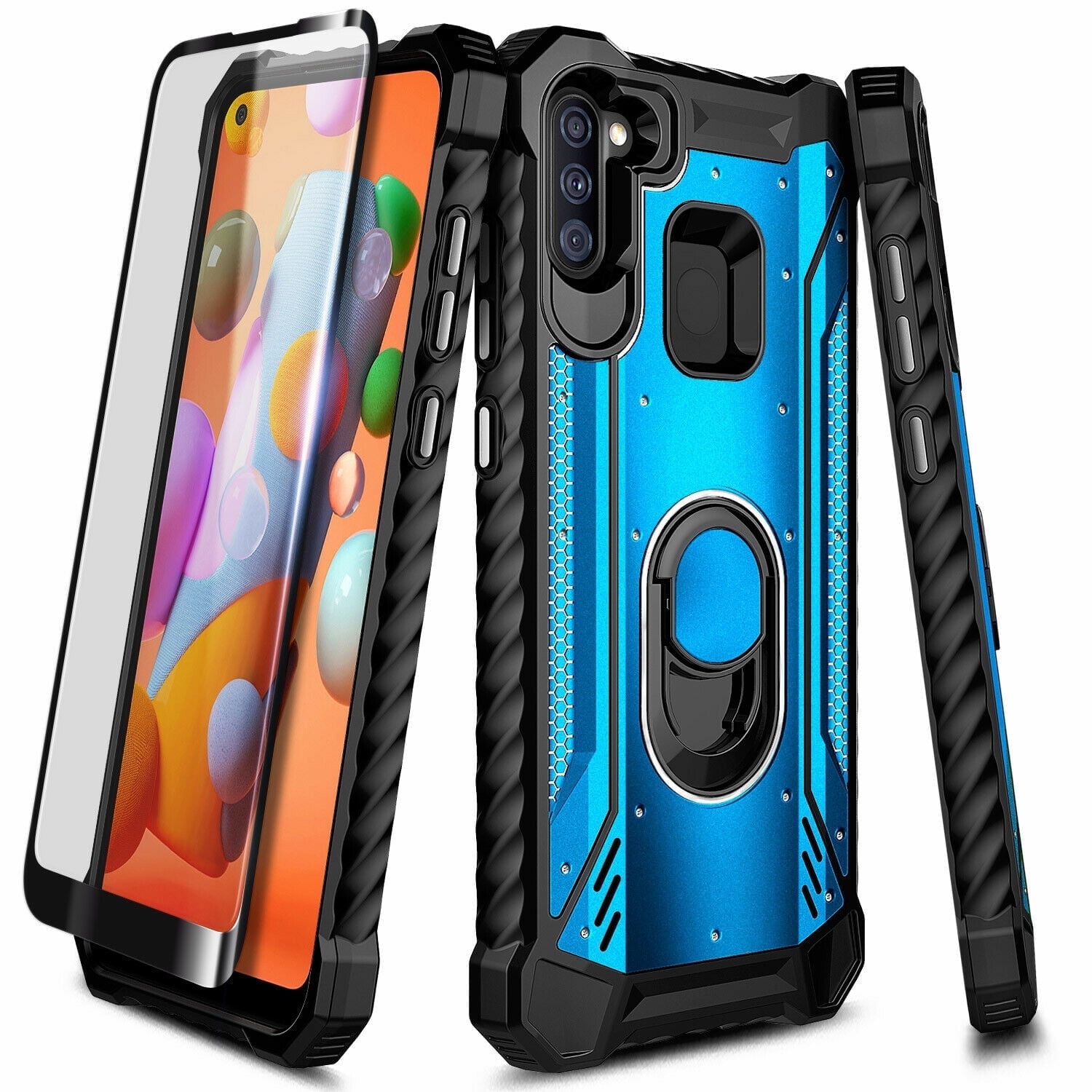 For Samsung Galaxy A11 Case, with Tempered Glass Screen Protector (Full ...