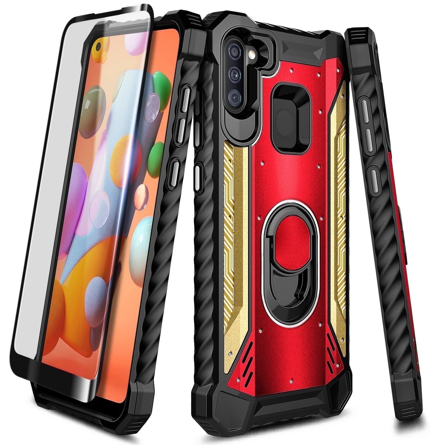 For Samsung Galaxy A11 Case, with Tempered Glass Screen Protector (Full ...