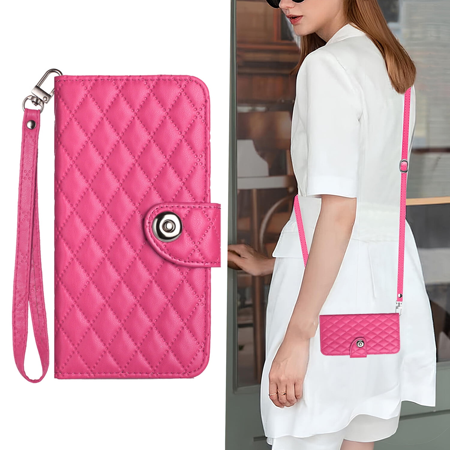 Samsung Galaxy A11 Case ,Wallet Magnetic Cover Shoulder Neck Crossbody ...