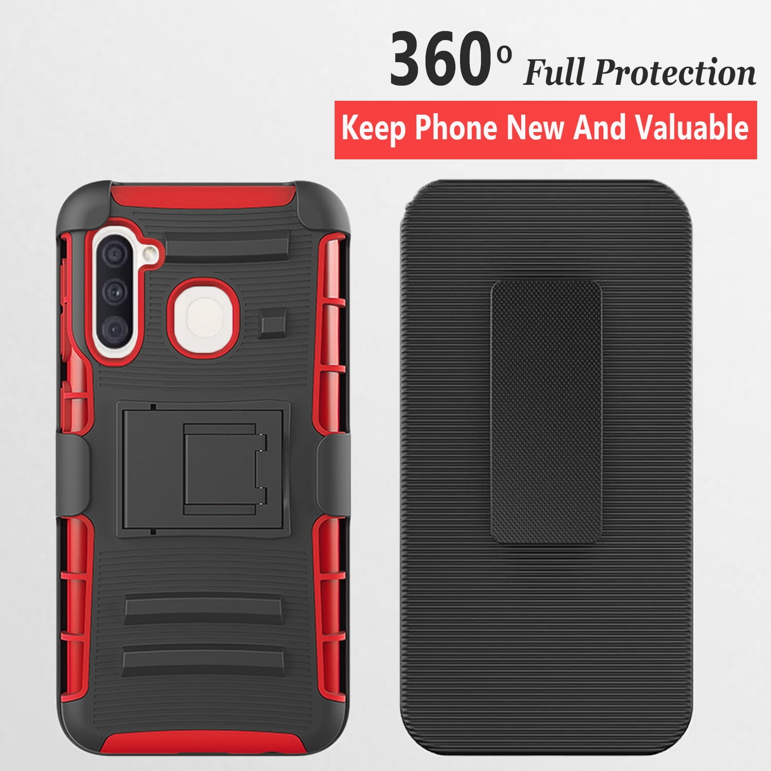 Samsung Galaxy A11 Phone Case, Dual Layers [Combo Holster] And Built-In ...