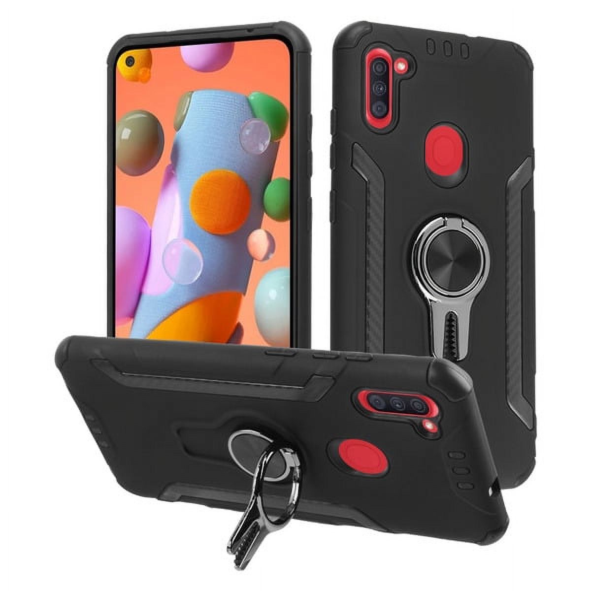 Samsung Galaxy A11 Phone Case Ring Stand Hybrid Rugged Heavy Duty Armor ...