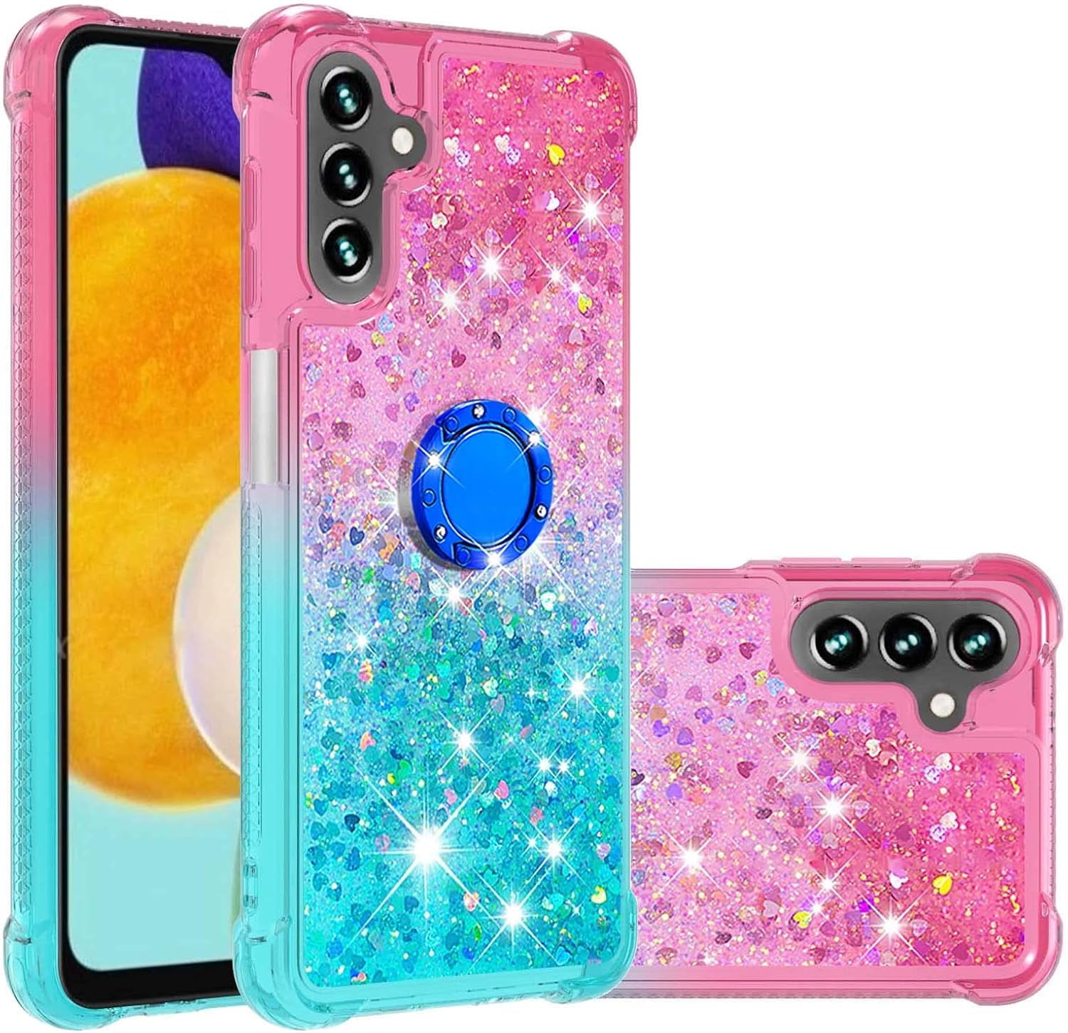Samsung Galaxy A13 5G Case, Gradient Quicksand Series Glitter Bling Flowing Liquid Floating TPU ...
