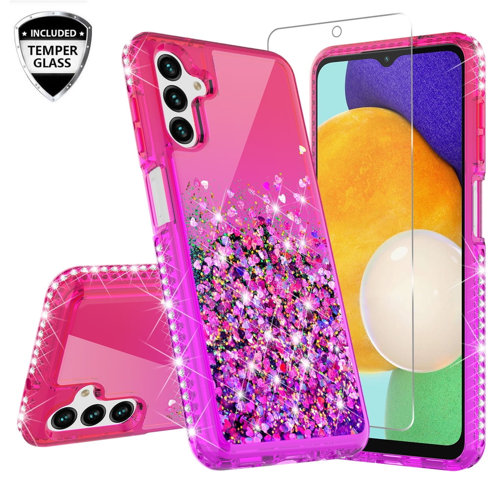 Samsung Galaxy A13 5G Case Liquid Quicksand Glitter Cute Phone Case Clear Bling Diamond Shock ...