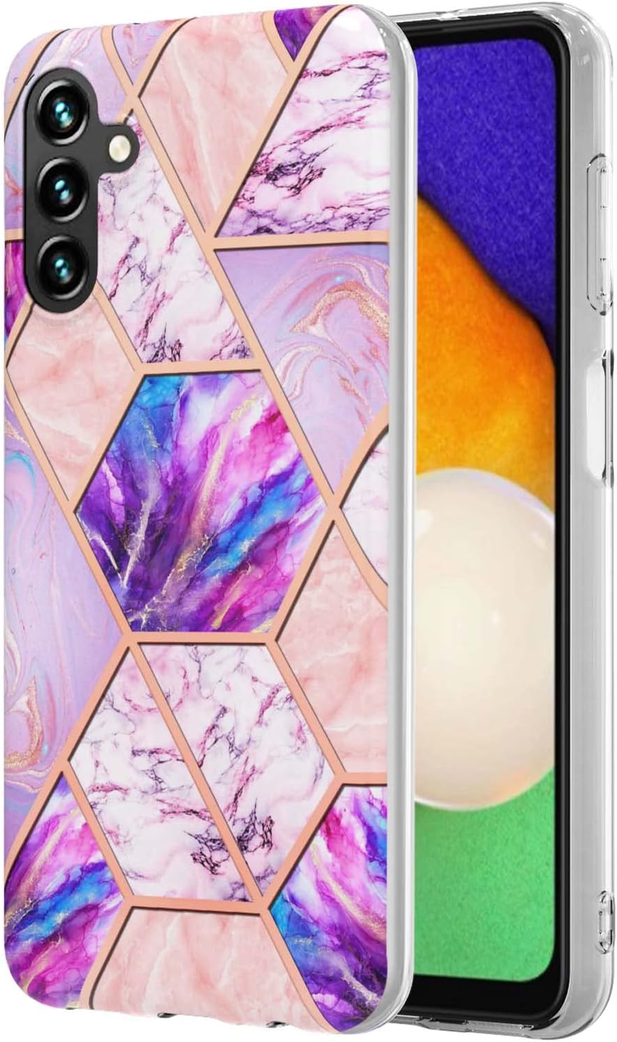 for Samsung Galaxy A13 5G Case, Soft TPU + IMD Mosaic Marble Pattern Slim Design Enhanced Camera ...