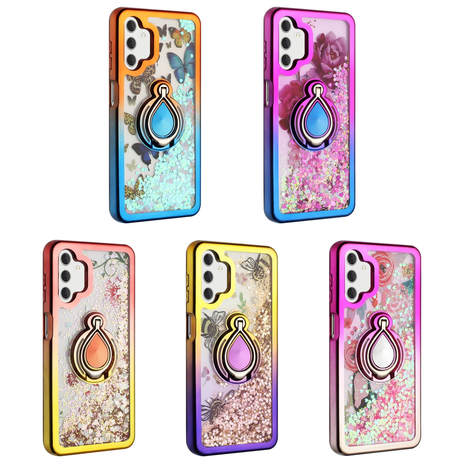 Samsung Galaxy A13 Phone Case, Slim Fit Glitter Ring Kickstand, Dual ...