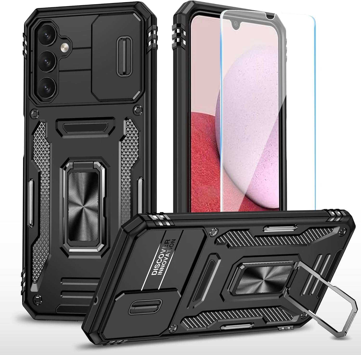 for Samsung Galaxy A14 5G Case with HD Screen Protector & Slide Camera ...